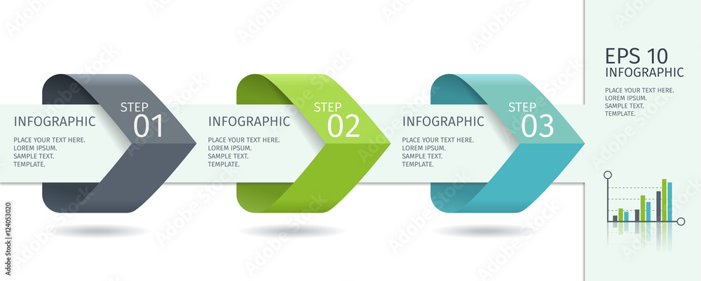 Infographic arrows with step up options. Vector template in flat design ...