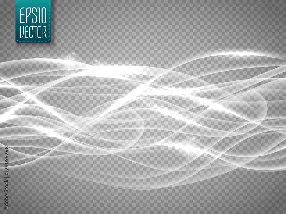 Abstract smooth glow light wave vector on transparent background ...