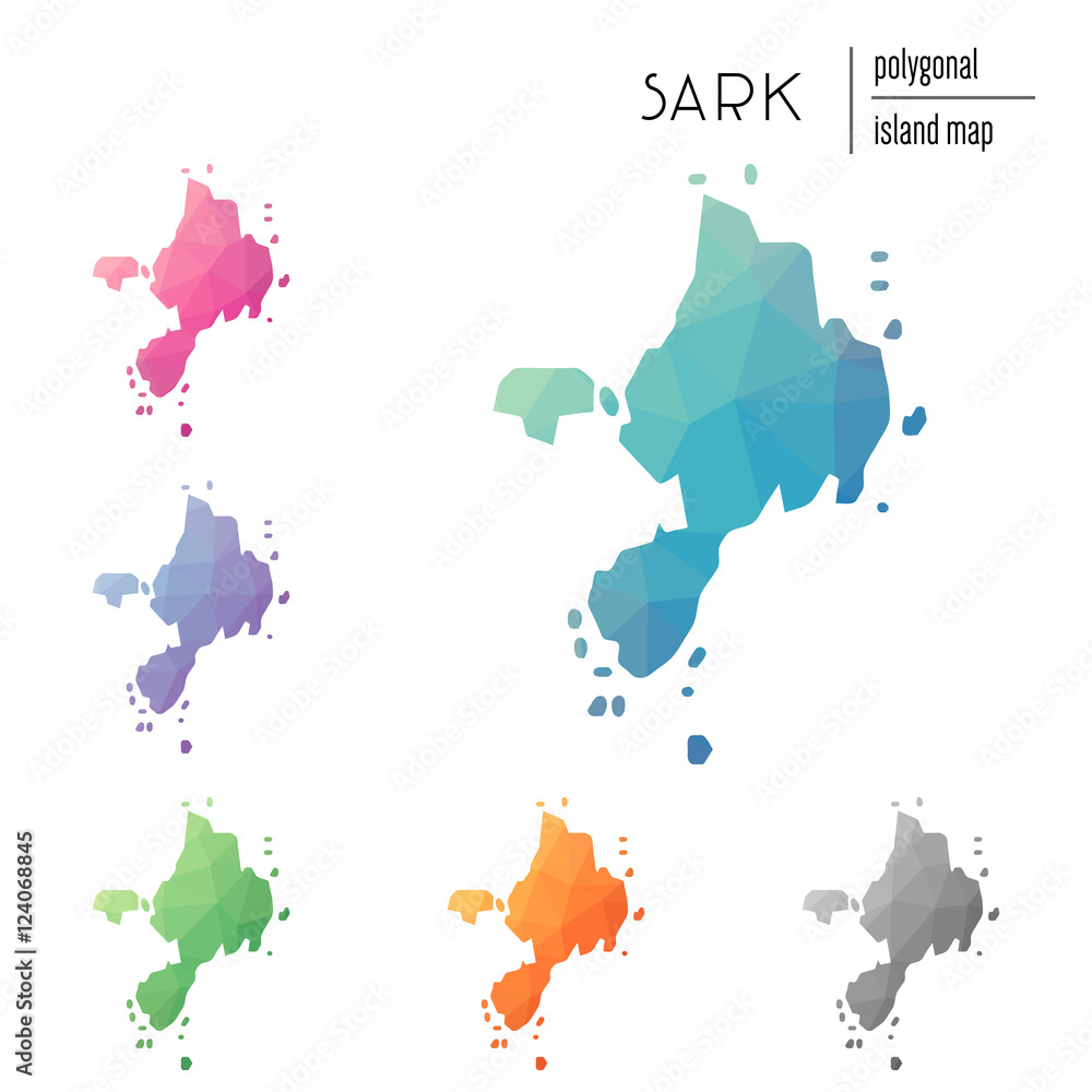 Set of vector polygonal Sark maps filled with bright gradient of low ...