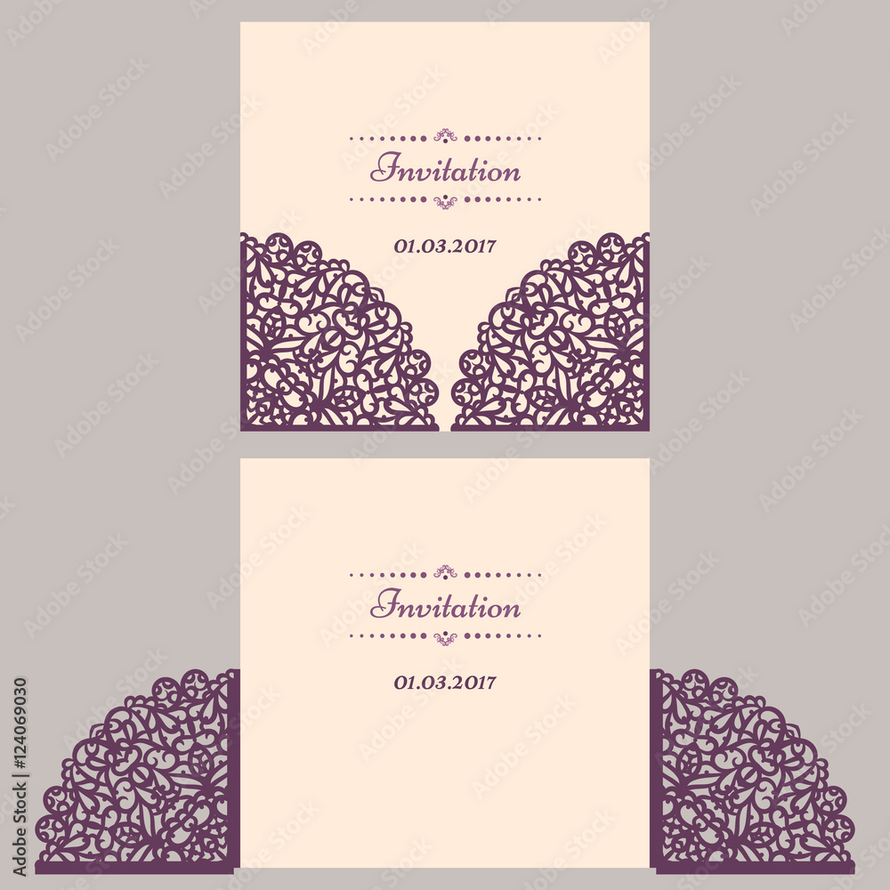 Wedding invitation or greeting card with abstract ornament. Vector ...