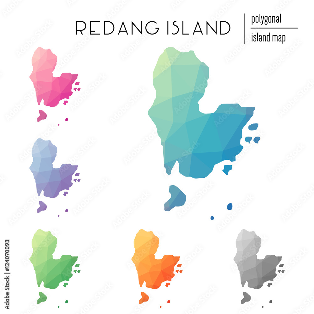 Set of vector polygonal Redang Island maps filled with bright gradient ...