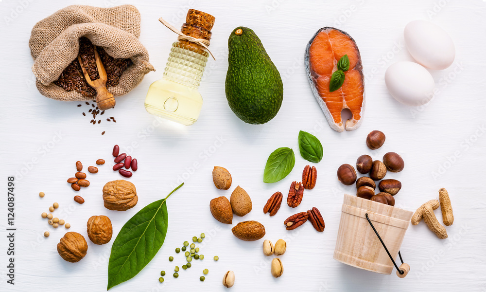 Selection food sources of omega 3 . Super food high omega 3 and Stock ...