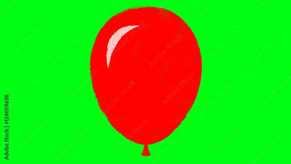 Cartoon Drawn Red Balloon on a Green Screen Background Stock Video ...