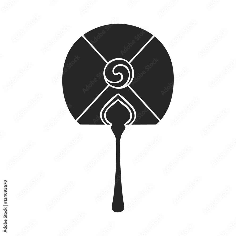Korean hand fan icon in black style isolated on white background. South ...