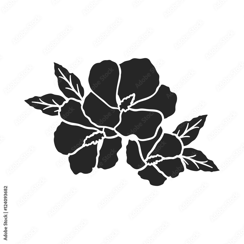 Rose of sharon icon in black style isolated on white background. South ...