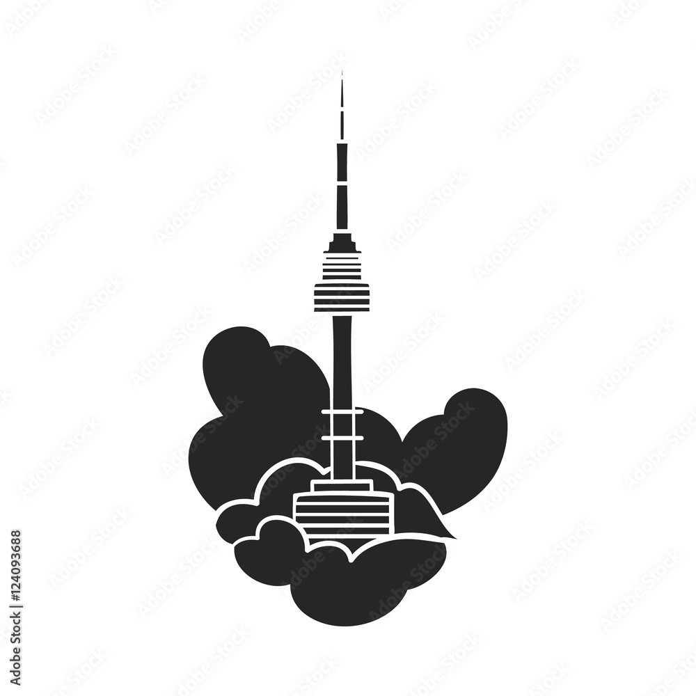 Seoul tower icon in black style isolated on white background. South ...