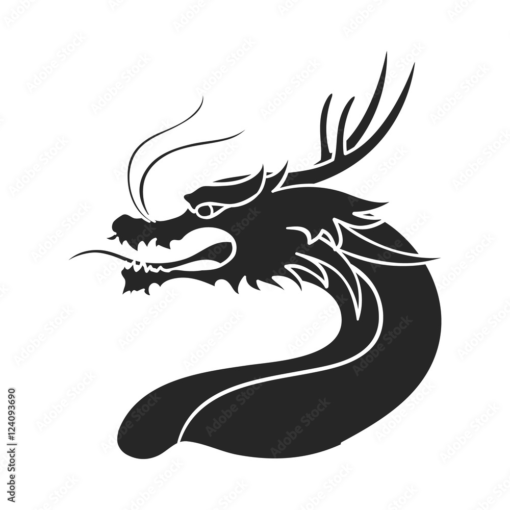 Dragon icon in black style isolated on white background. South Korea ...