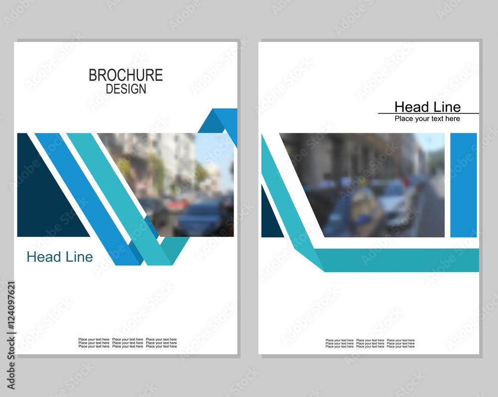 Vector brochure cover templates with blurred cityscape. EPS 10. Mesh ...