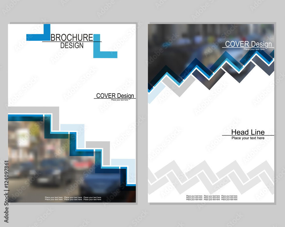Vector brochure cover templates with blurred cityscape. EPS 10. Mesh ...
