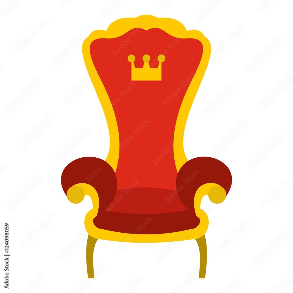 Red royal throne icon. Flat illustration of throne vector icon for web ...