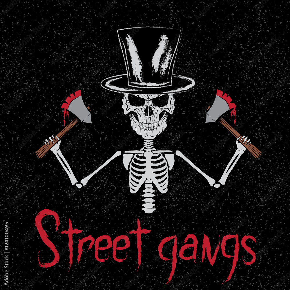 Killer monster -skeleton holds two axes Stock Vector | Adobe Stock