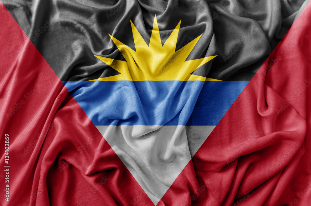 Ruffled waving Antigua Barbuda flag Stock Photo | Adobe Stock