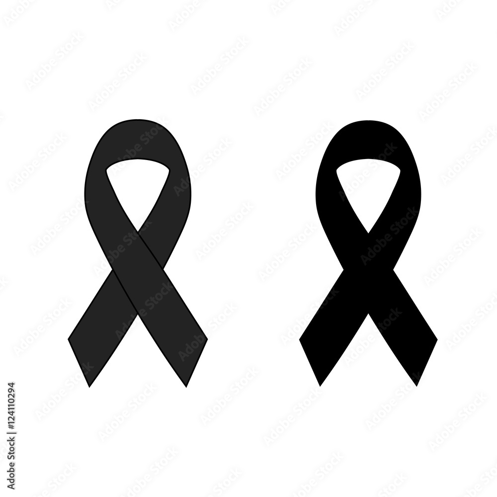 Photo & Art Print vector of Black ribbon mourning sign, alek_maneewan