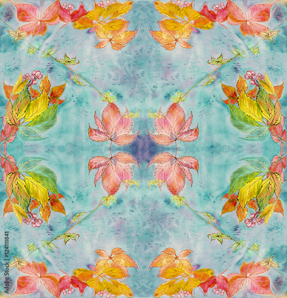 Collage - grape leaves. Wallpaper. The picture on the theme of autumn ...