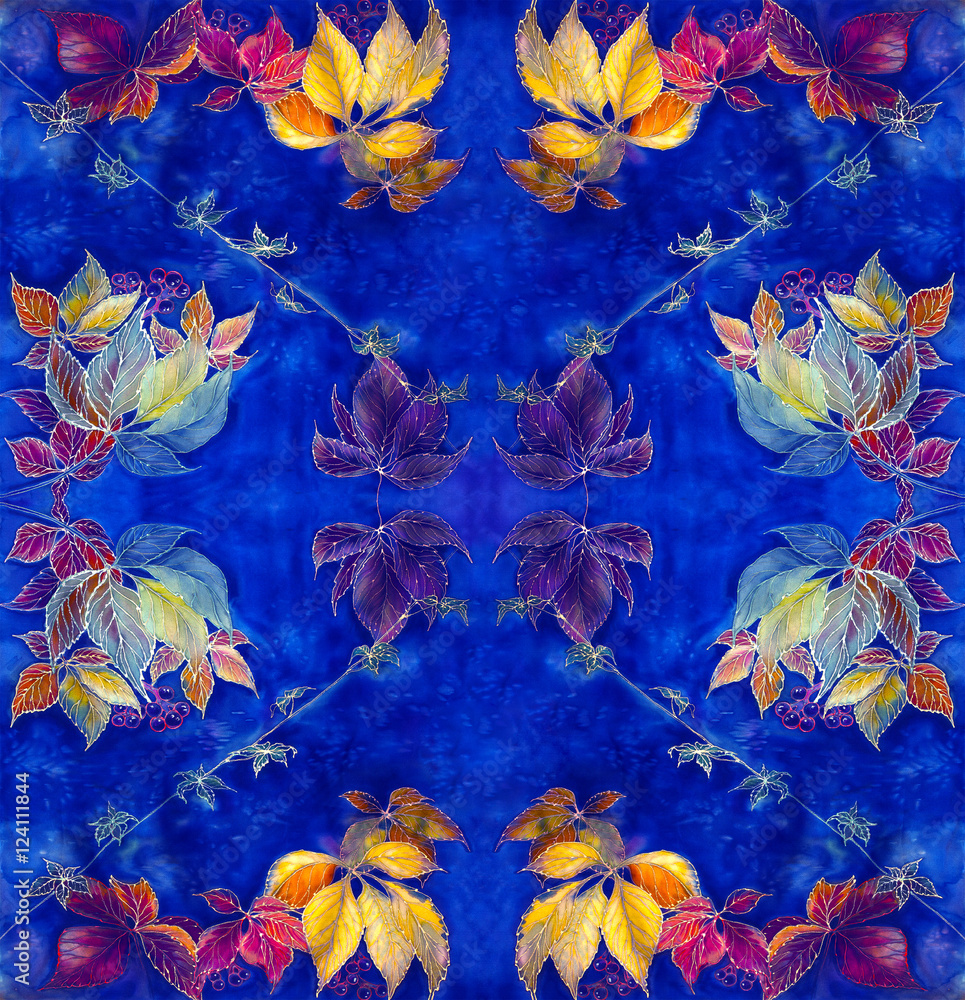 Illustrazione Stock Collage - grape leaves. Wallpaper. The picture on ...