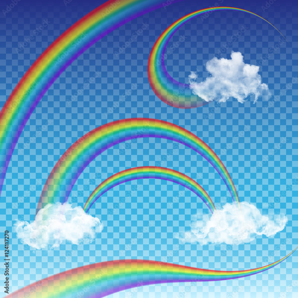 Transparent vector rainbows set. Five different vector rainbow ...