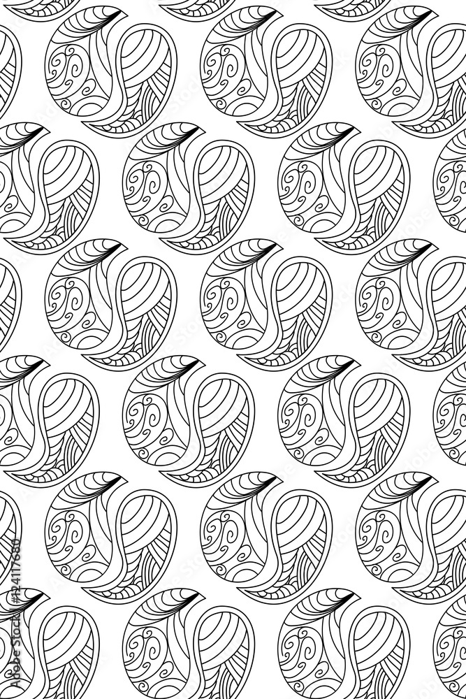 Hand-drawn black and white seamless pattern Stock Vector | Adobe Stock