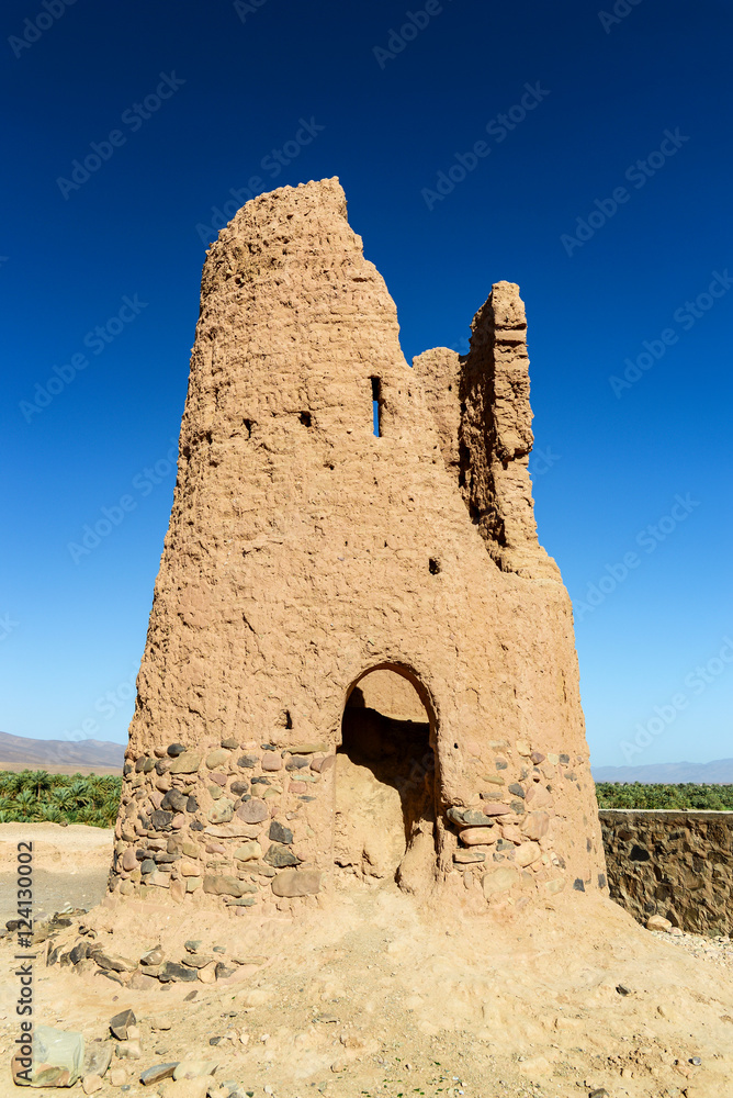ancient mud tower at draa valley in morocco Stock Photo | Adobe Stock