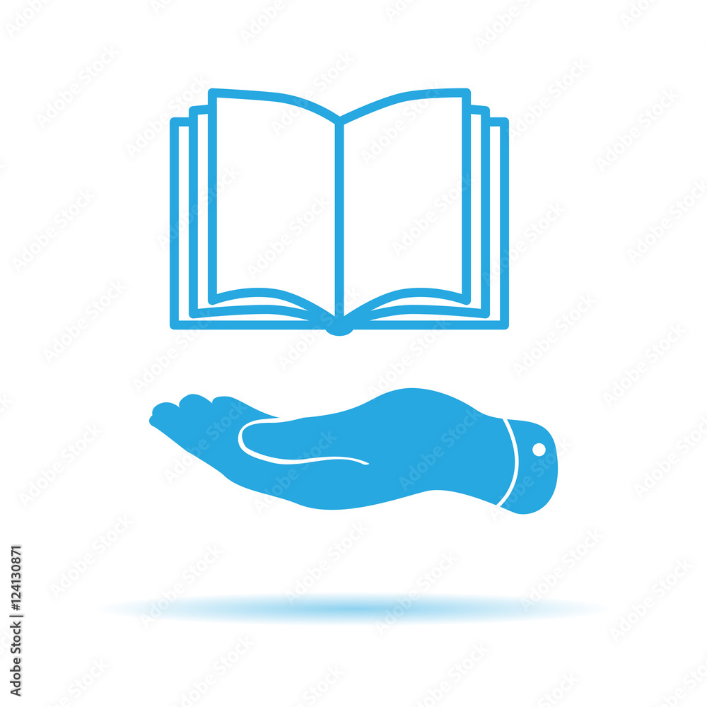 blue flat hand giving the book icon Stock Vector | Adobe Stock