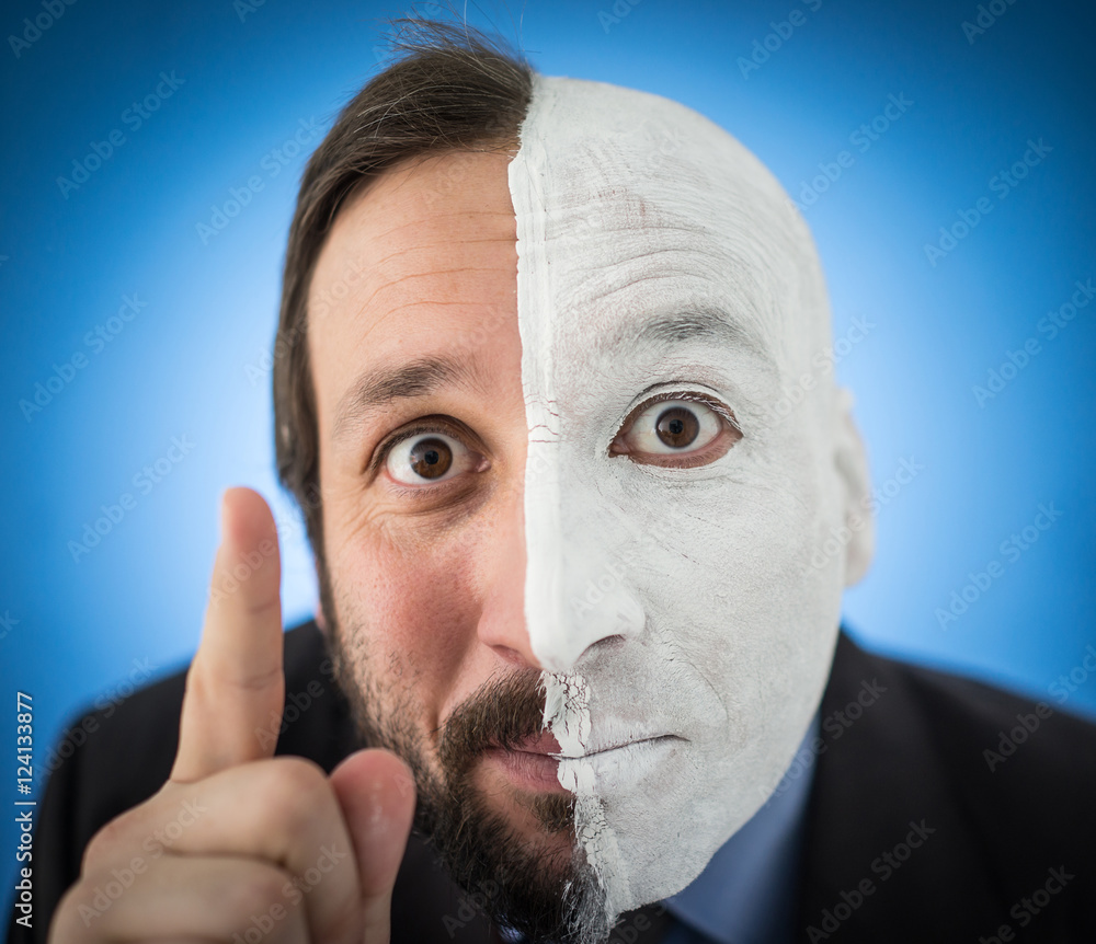 Conceptual two sides face portait photo of a businessman Stock Photo ...