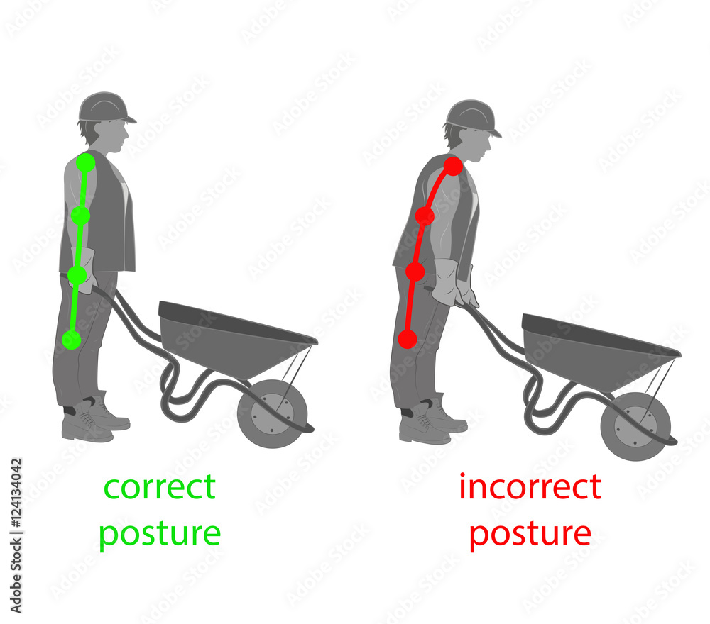 Correct Posture Worker Who Carries A Wheelbarrow Medical Advice