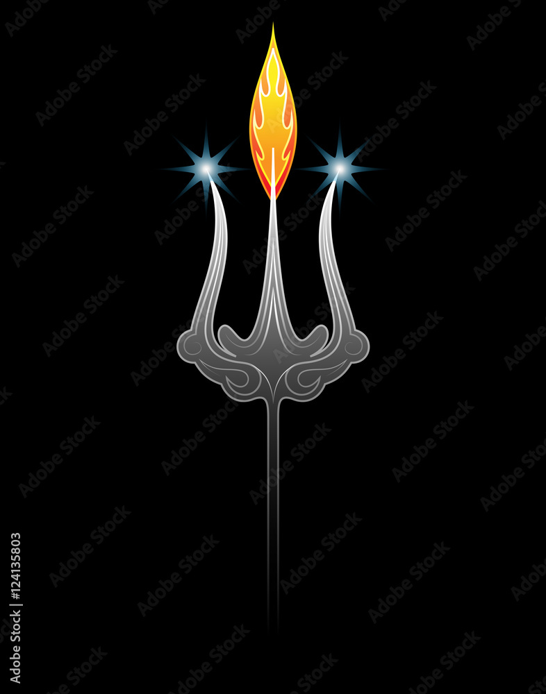trident of Lord Shiva with flames and stars, vector Stock Vector ...
