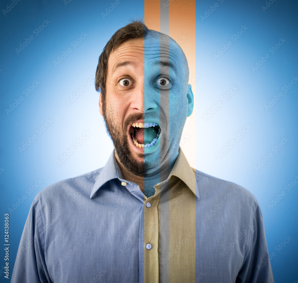 Conceptual two sides face portait photo of a man Stock Photo | Adobe Stock
