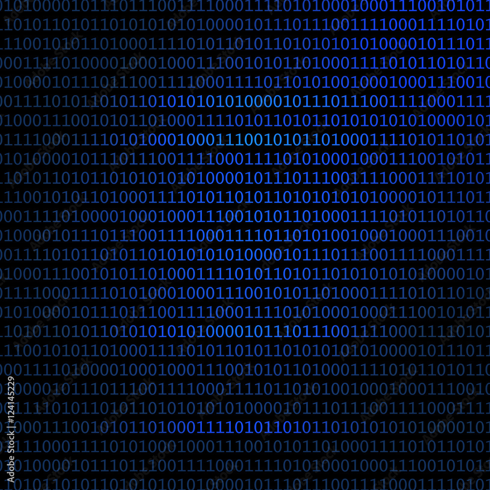 Blue binary code on black background. Computer code vector illustration ...