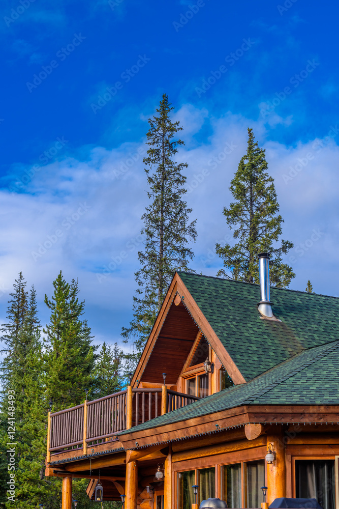 The top of the house or log cabin with nice window. Stock Photo | Adobe ...