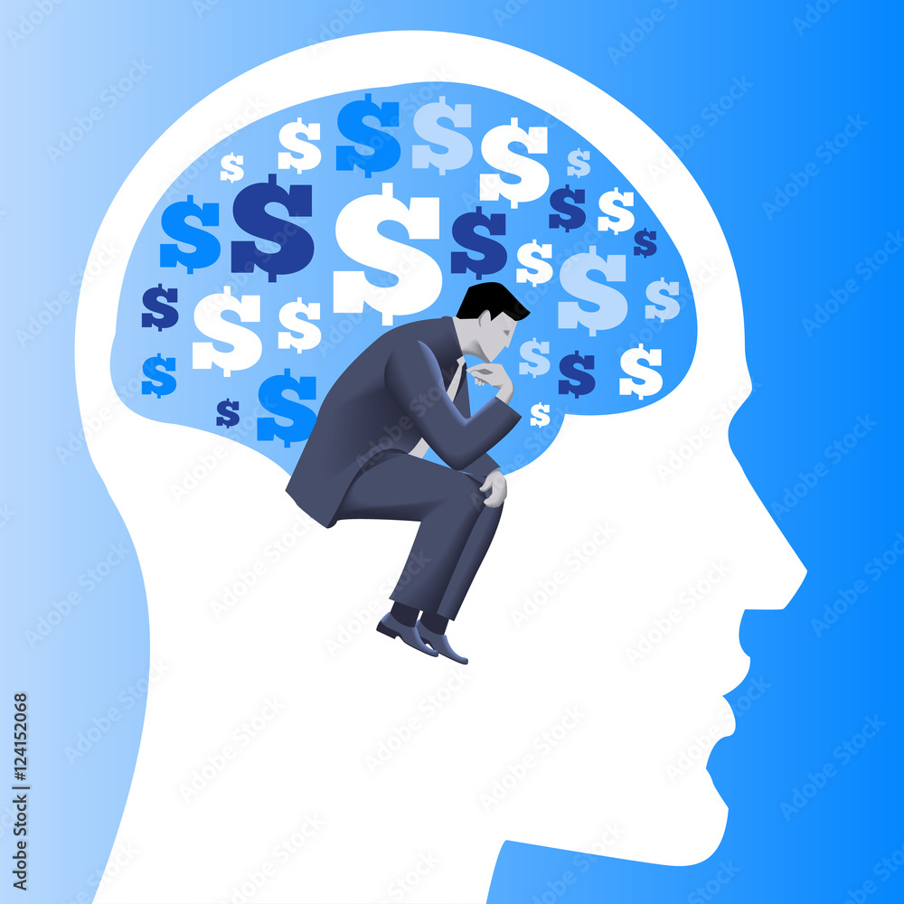 Financial thinking business concept. Pensive businessman in business ...