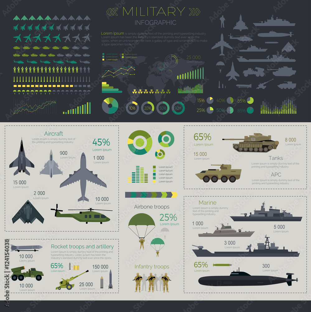 Military infographic set Stock Vector | Adobe Stock