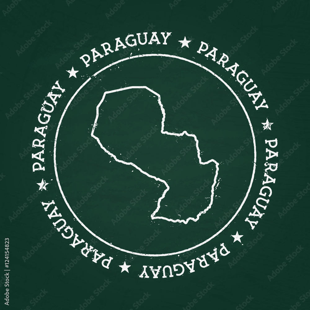 White chalk texture rubber seal with Republic of Paraguay map on a ...