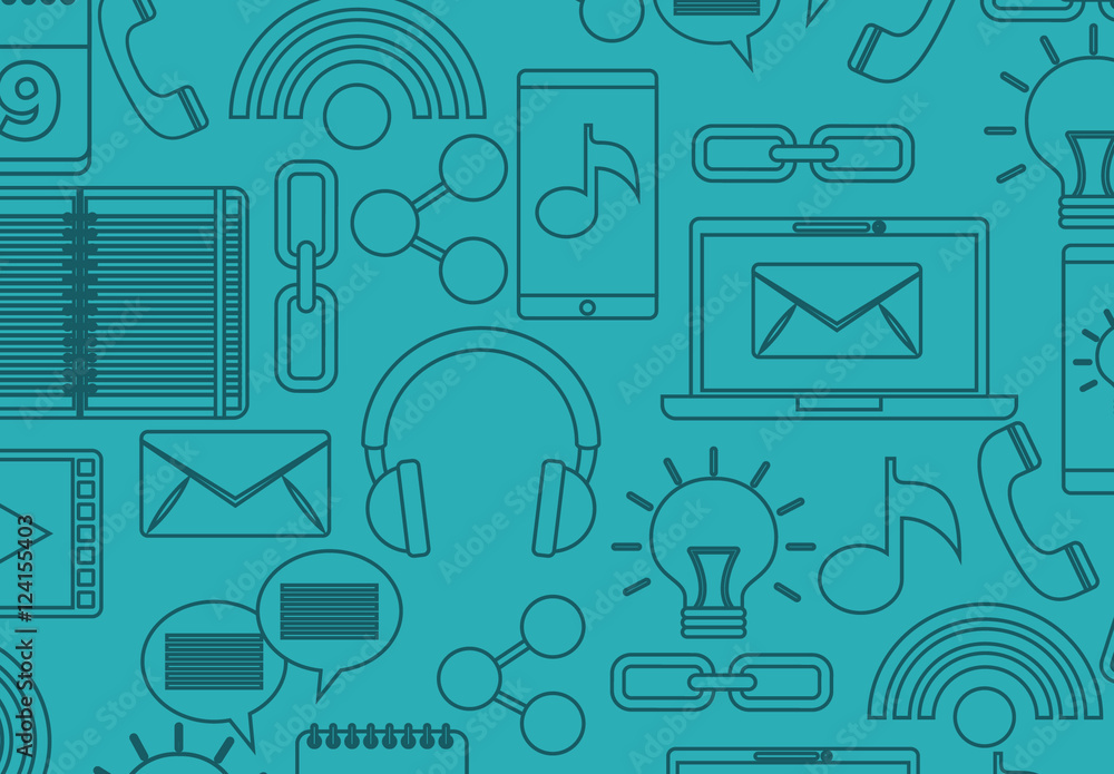 Blue Tone Social Media and Tech Icon Set Stock Template | Adobe Stock