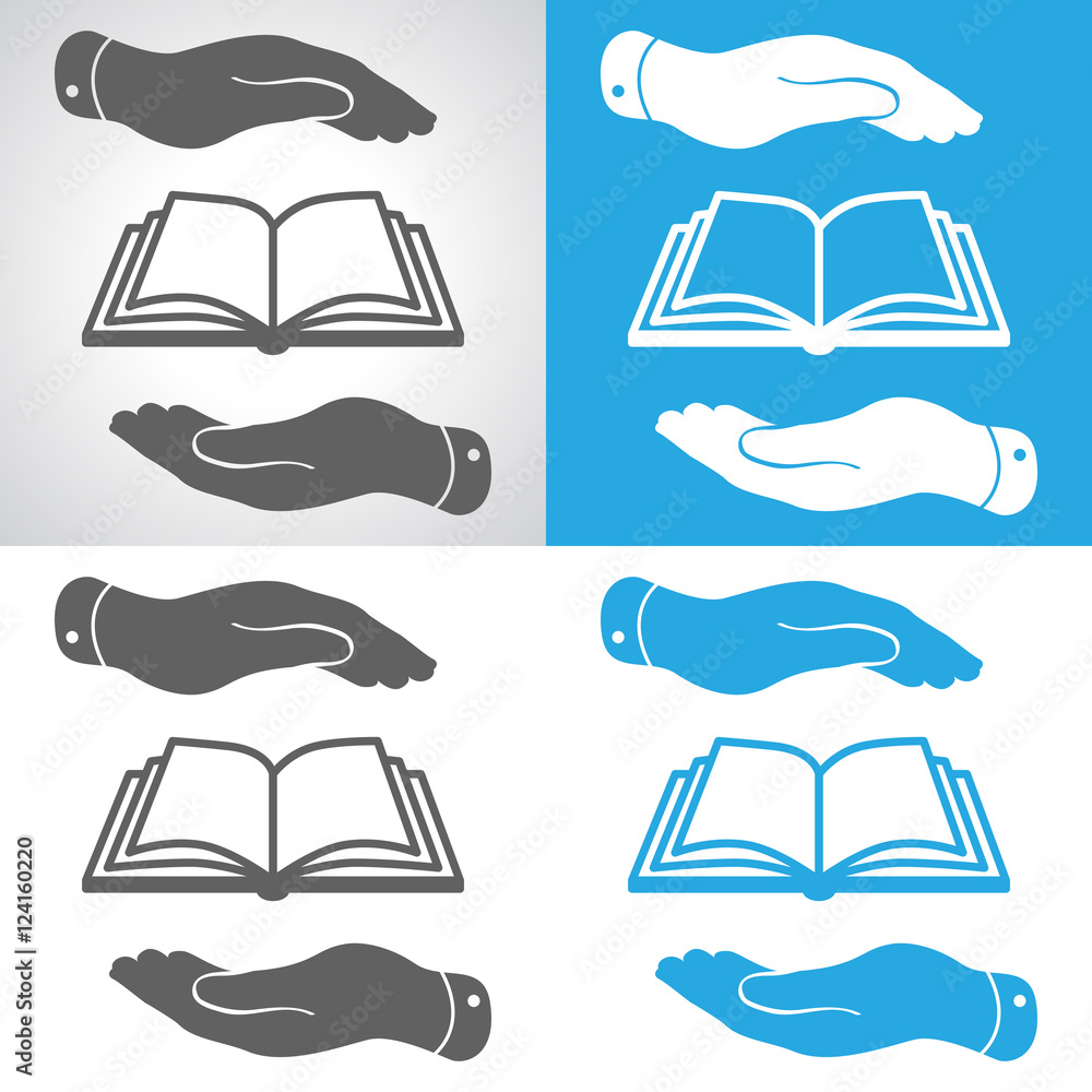 set of book icon in flat hands - vector illustration Stock Vector ...