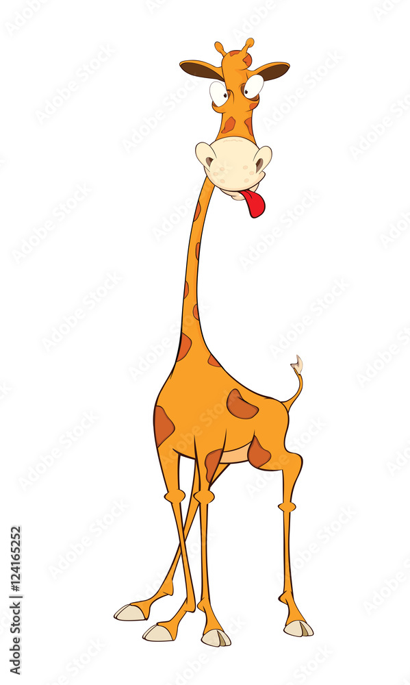 Illustration of a Cute Giraffe. Cartoon Character Stock Vector | Adobe ...
