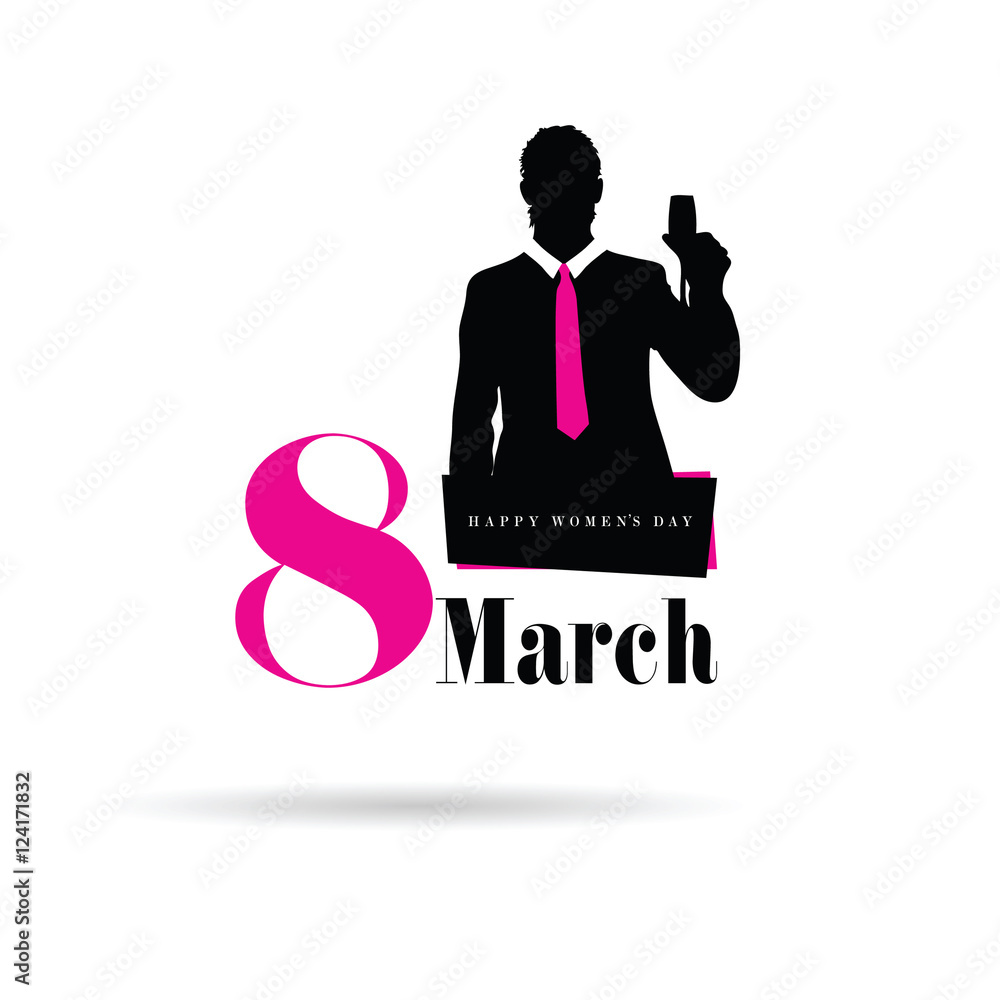 happy 8 march design with man silhouette icon illustration Stock Vector ...