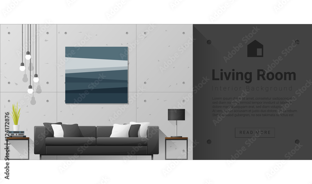 Interior design Modern living room background , vector, illustration ...
