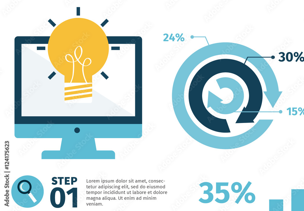 Flat Screen Computer Monitor Element Infographic 1 Stock Template ...