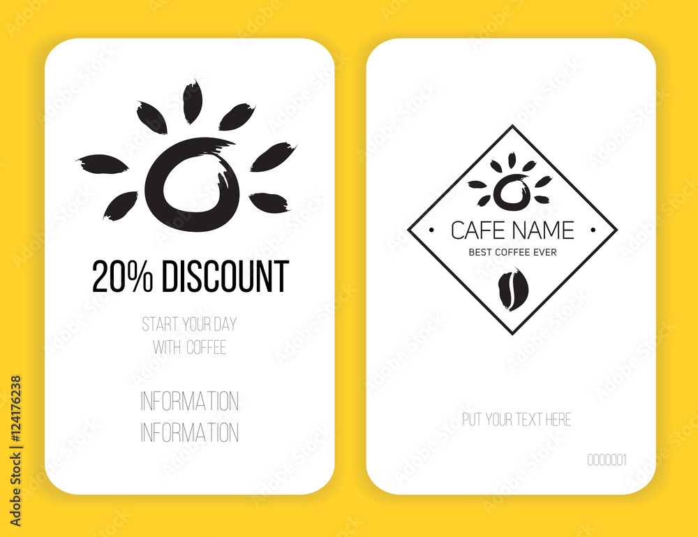 coffee discount card. template for your design. Black and white Stock ...