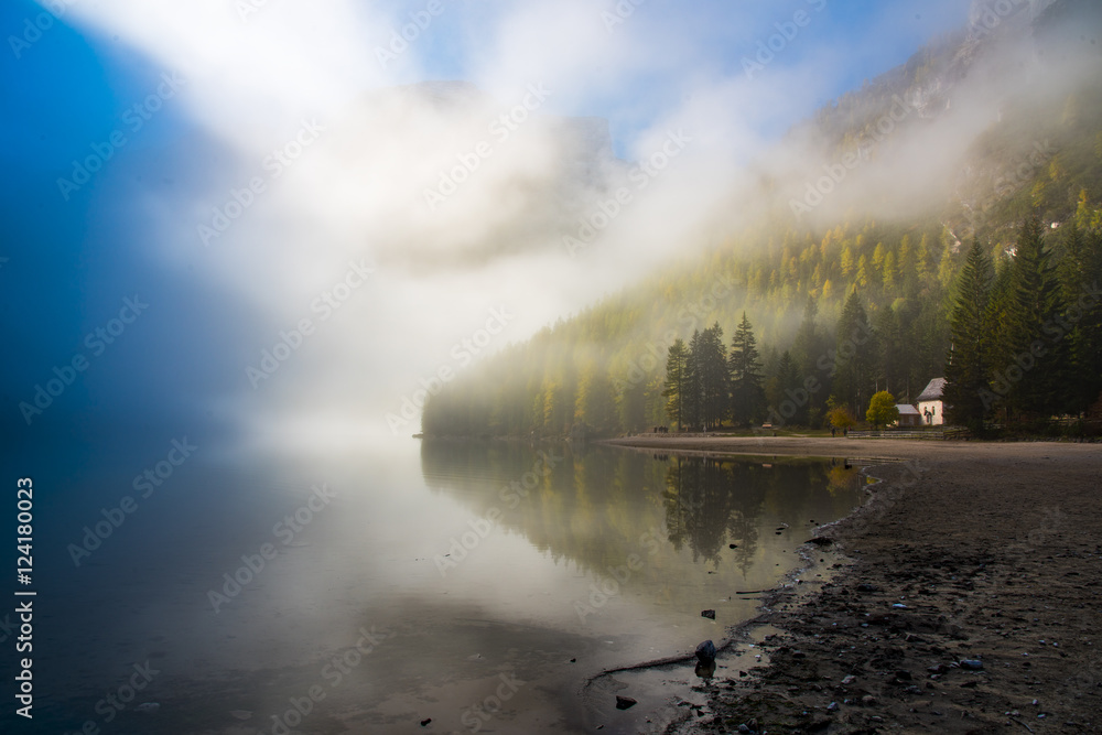 lago di Braies Stock Photo | Adobe Stock