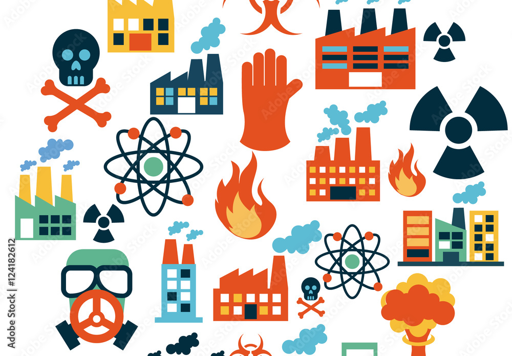 Biohazard, Nuclear, and Power Plant Icon Set Stock Template | Adobe Stock