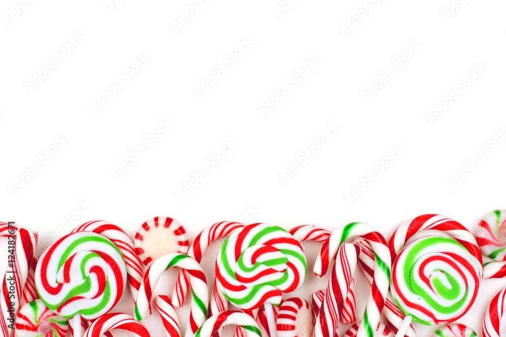 Christmas candy bottom border with lollipops, peppermints and candy ...