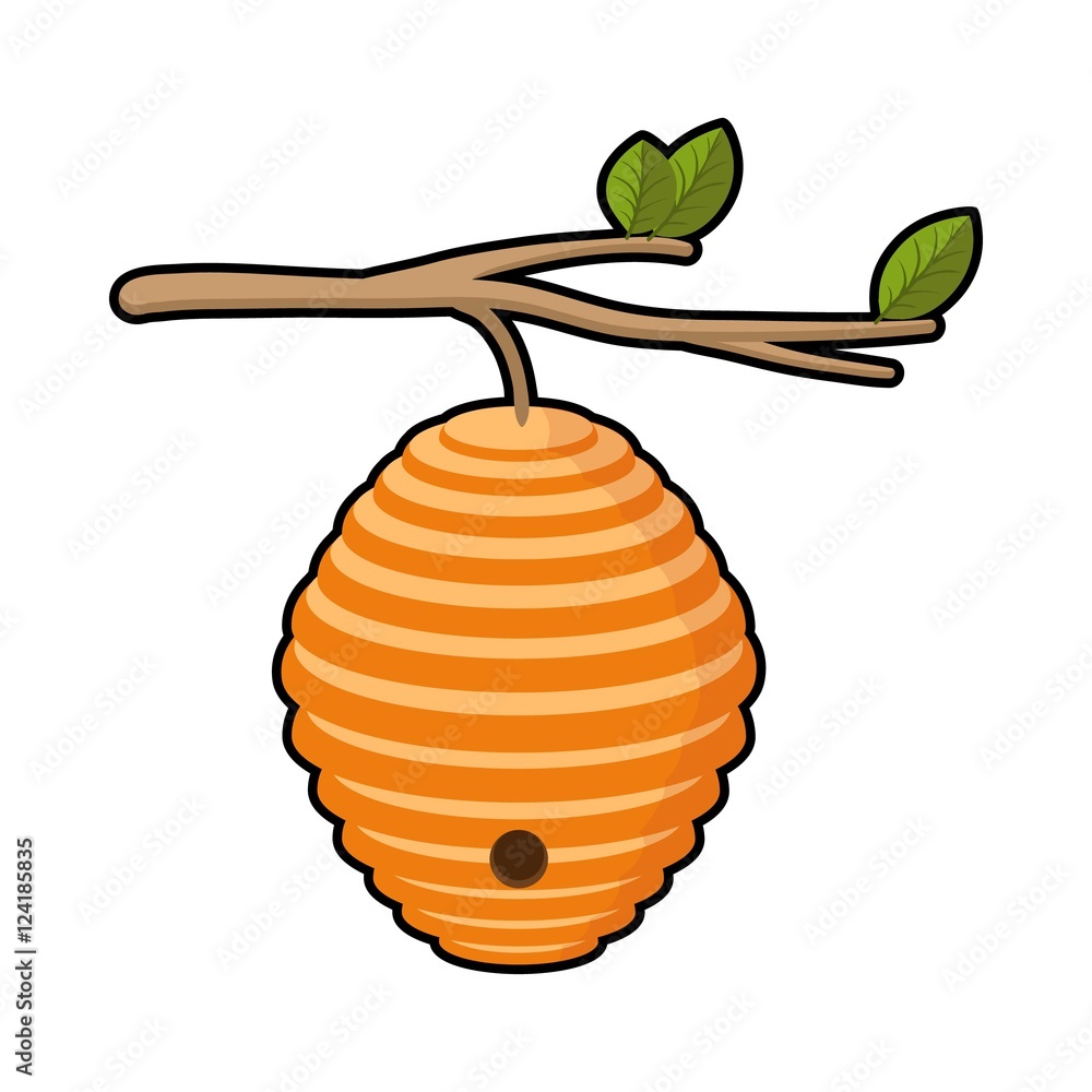 Beehive icon in cartoon style isolated on white background. Apairy ...