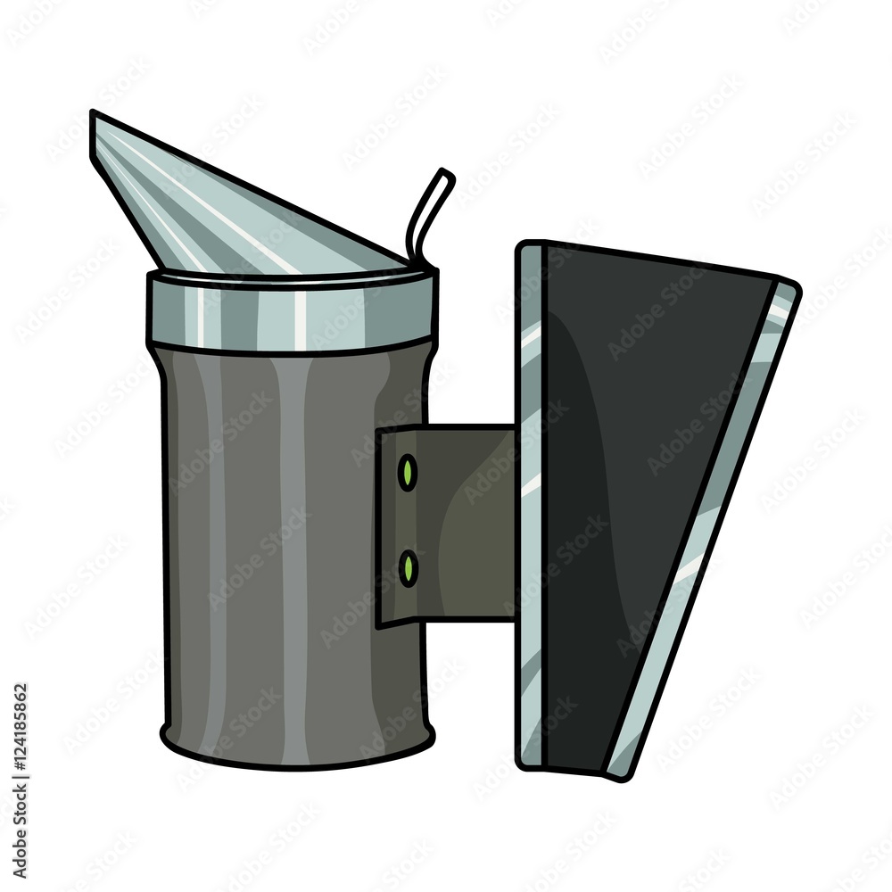 Bee smoker icon in cartoon style isolated on white background. Apairy ...