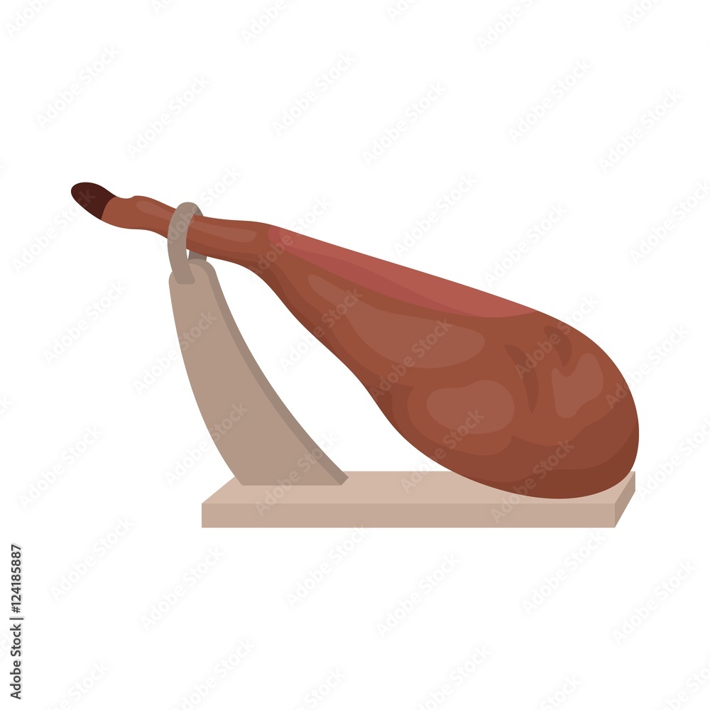 Jamon icon in cartoon style isolated on white background. Meats symbol ...