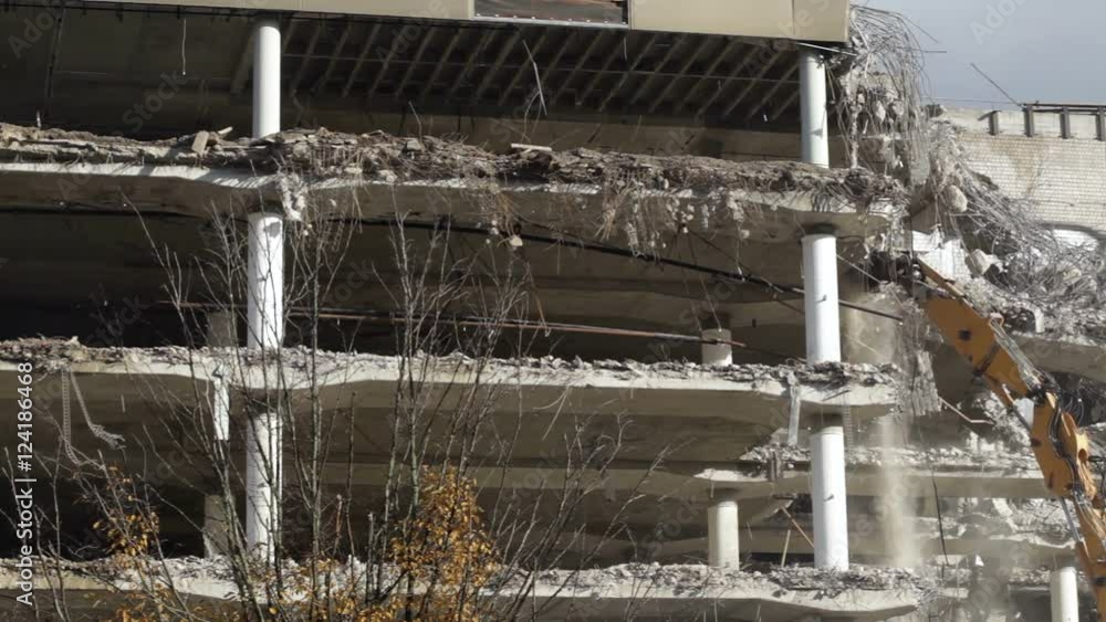 Demolition of an office building Stock Video | Adobe Stock