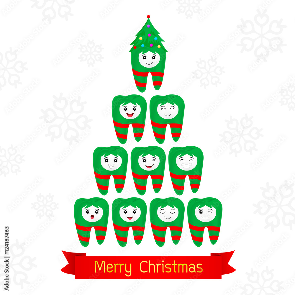 Christmas teeth fancy. Dental Christmas card. illustration isolated on ...