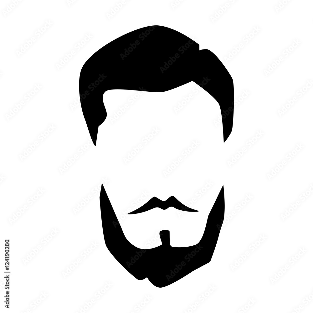 Hipster detailed hair and beards set. Fashion bearded man. Long beard ...