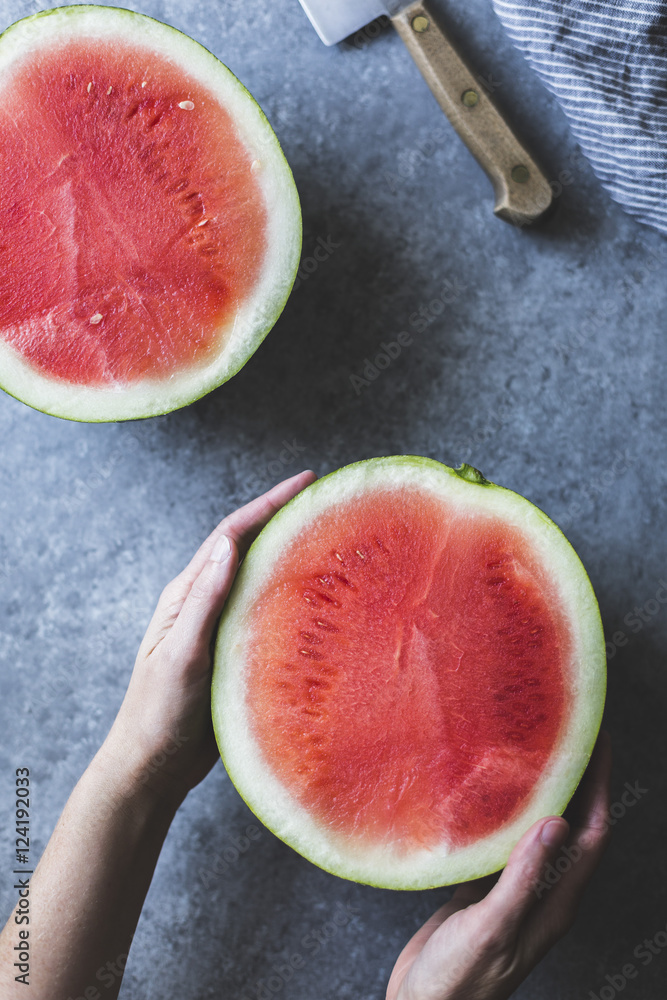 Watermelons, chopped. Stock Photo | Adobe Stock