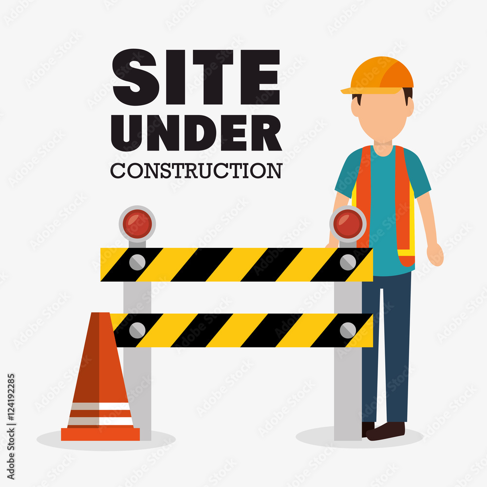 worker cartoon site under construction vector illustration eps 10 Stock ...